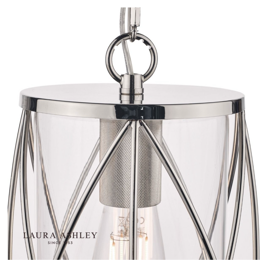 Laura Ashley Beckworth Lantern Polished Nickel Glass – Online Light Shop