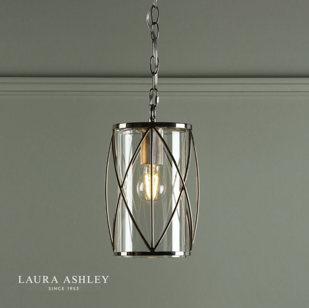 Laura Ashley Beckworth Lantern Polished Nickel Glass – Online Light Shop